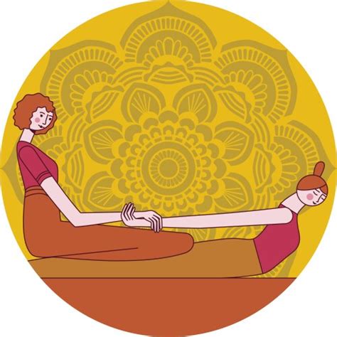 Shiatsu Full Body Massage Concept Circle Shape Vector Image