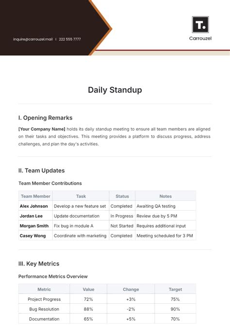 free daily standup template to edit online