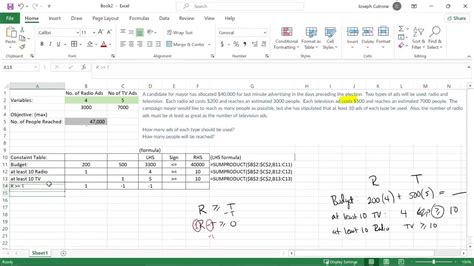 Steps to Solve Linear Programming Problems using solver in Excel - YouTube