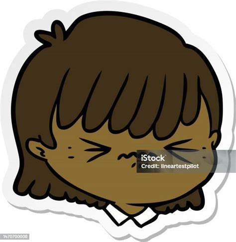 Stiker Wajah Wanita Kartun Ilustrasi Stok Unduh Gambar Sekarang
