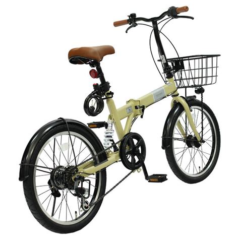 折りたたみ自転車 20インチ シマノ製 6段変速ギア 折り畳み 自転車 カゴ付き カギ・オートライト・サスペンション付き Fks206hd V