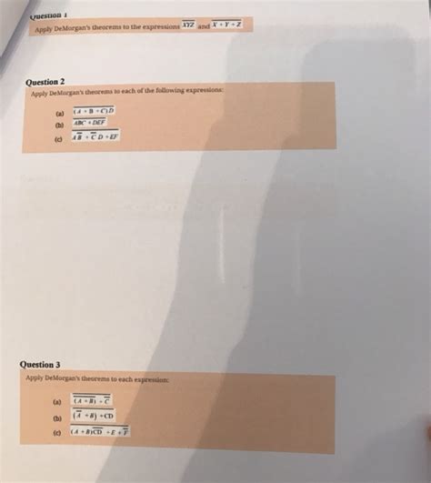solved question apply de morgan s theorems to the