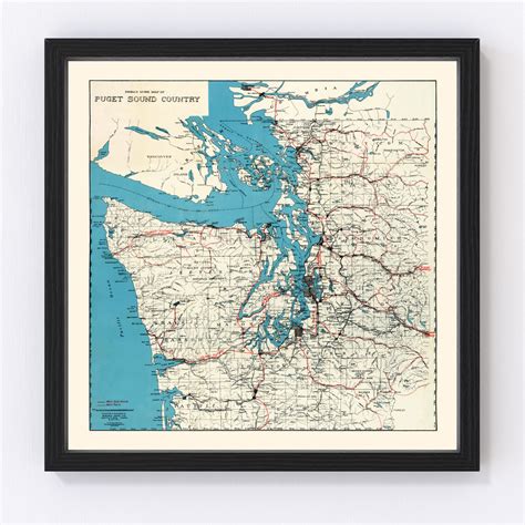 Vintage Map Of Puget Sound 1919 By Teds Vintage Art