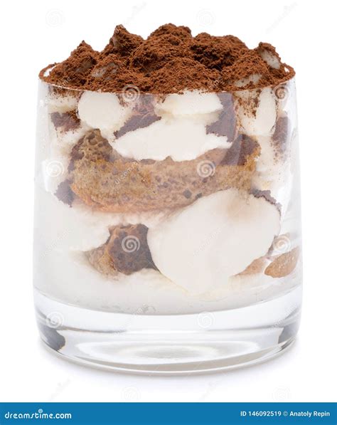 Classic Tiramisu Dessert In A Glass Isolated On A White Background With