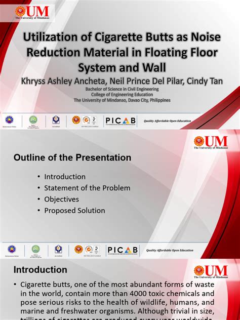 Cigarette Butts As Noise Reduction Material Ancheta Delpilar Tan Pdf
