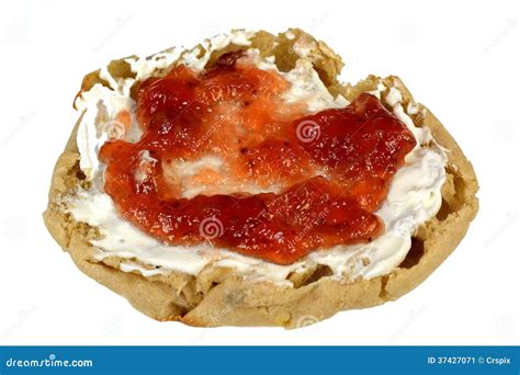 English Muffin And Cream Cheese And Jelly Stock Image Image 37427071