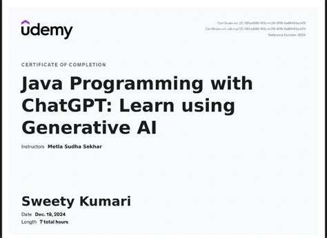 Sweety Kumari On Linkedin Java Ai Continuouslearning Udemy