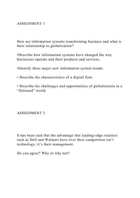 Assignment 1how Are Information Systems Transforming Busines Pdf