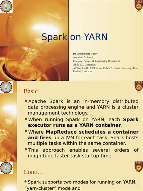 Unit 4 Topic 5 Spark On Yarn Pdf Apache Hadoop Computer Cluster