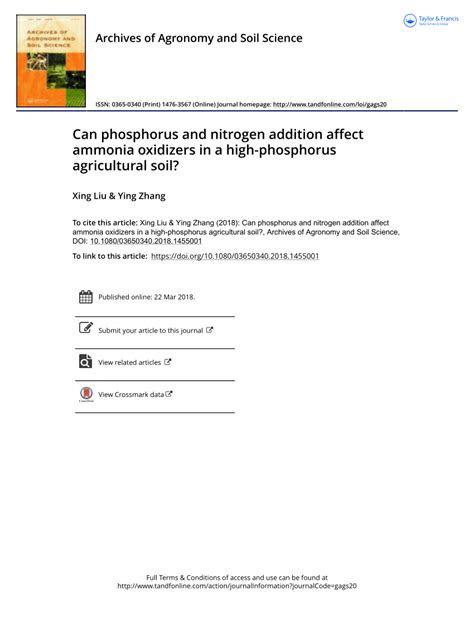 Pdf Can Phosphorus And Nitrogen Addition Affect Ammonia Oxidizers In
