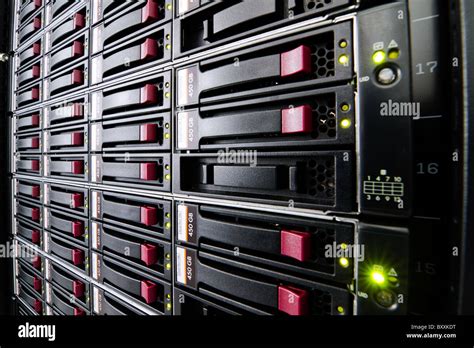 Row Of Hard Drives Mounted In A Rack In A Data Center Stock Photo Alamy