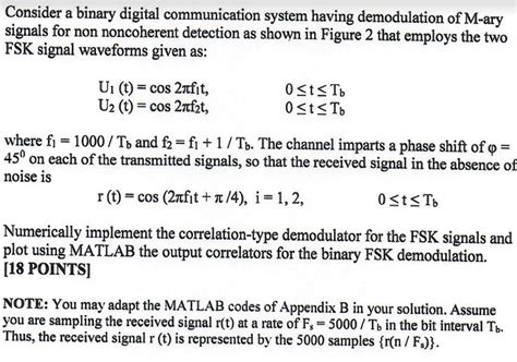 Consider A Binary Digital Communication System Having