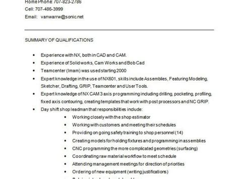 Cnc Programmer Resume Samples Programmer Resume Template 8 Free Samples Examples Williamson