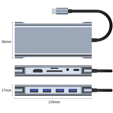 Bộ Hub Chuyển đổi Type C 11 In 1 Hdmi Vga Usb 3 0 Pd Ethernet Sd