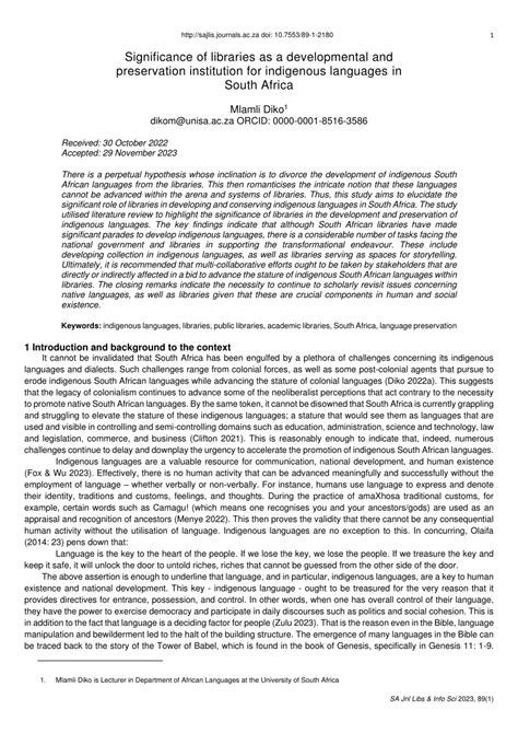 PDF Significance Of Libraries As A Developmental And Preservation Institution For Indigenous