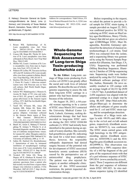 Pdf Whole Genome Sequencing For Risk Assessment Of Long Term Shiga