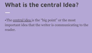 Central Idea Theme And Summarizing PPT And Guided Notes By Madison Howard