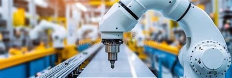 Robotic Arm Working In Modern Automated Factory In Precision