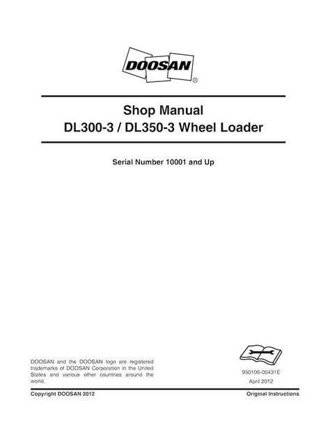 Doosan Dl300 3 Dl350 3 Wheel Loader Shop Manual