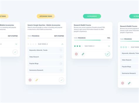 Task Cards For Web And App Design Dashboard