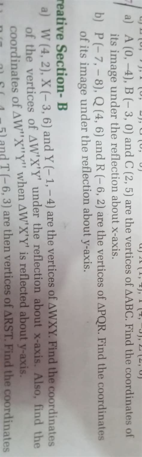 A A 0 −4 B −3 0 And C 2 5 Are The Vertices Of Abc Find The Coordina