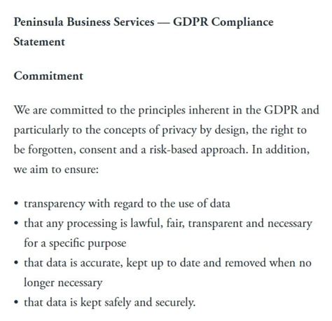 Gdpr Compliance Statement Privacy Policies