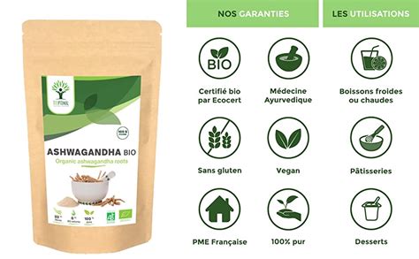 Ashwagandha bio poudre gr Vente en ligne de produits cosmétiques huile et plante