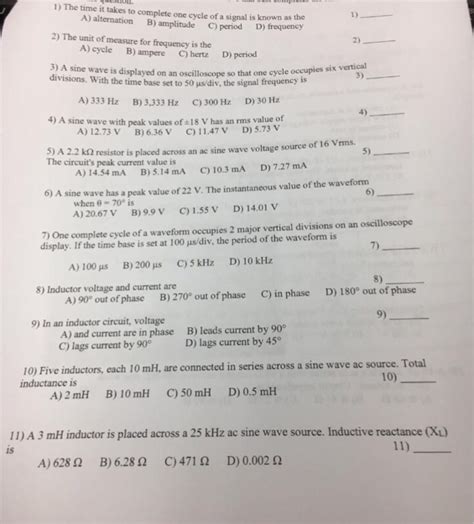 Solved 1 The Time It Takes To Complete One Cycle Of A Chegg Com