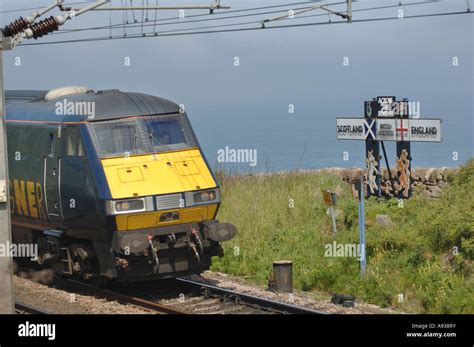 A Gner High Speed Train Class 91 Speeds Across The Border From Scotland