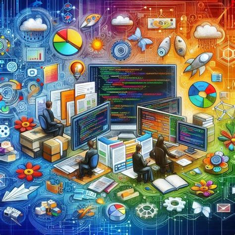 Digital Art Depiction Of Software Development Workflow Premium Ai