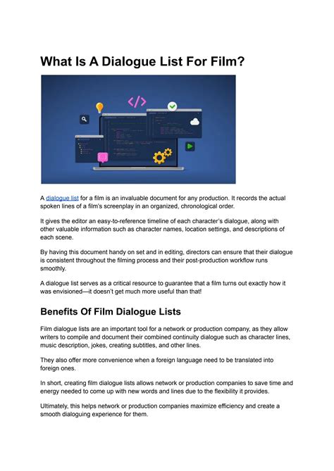 What Is A Dialogue List For Film By Talking Type Captions Issuu
