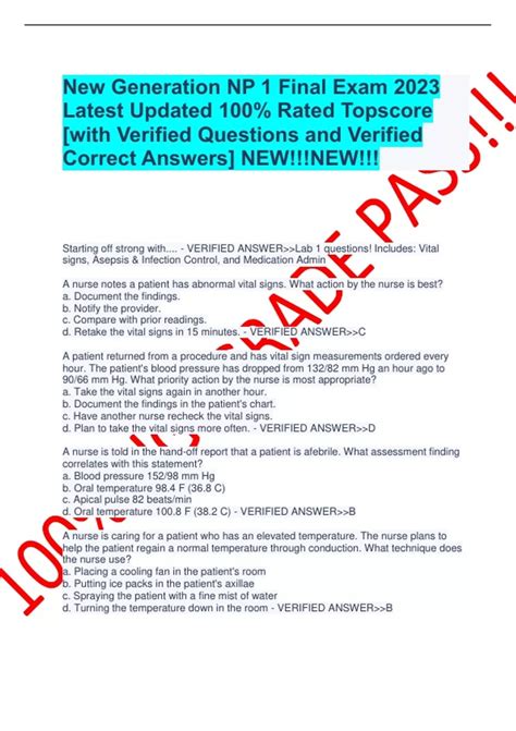 New Generation NP 1 Final Exam 2023 Latest Updated 100 Rated Topscore