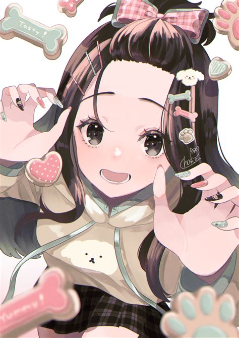 Safebooru 1girl Black Eyes Black Hair Bone Hair Ornament Charpaaa