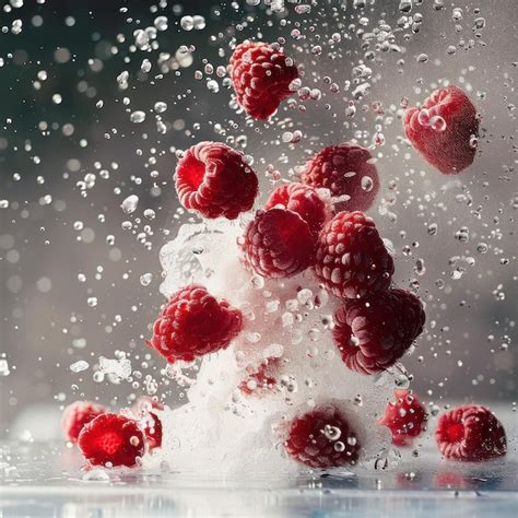 Raspberry And Milk Splash Premium Ai Generated Image