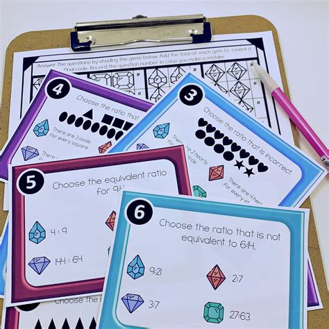{free} Ratios Task Cards Review Game 6th Grade Printable Math