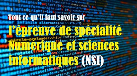 Lépreuve de spécialité Numérique et sciences informatiques NSI YouTube