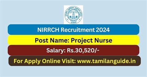 Nirrch Recruitment 2024 Project Nurse Iii Posts Apply Now Tamilanguide