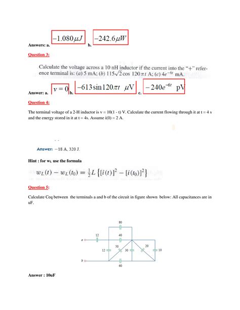 Solution Linear Circuit Analysis Inductor And Capacitor Assignment
