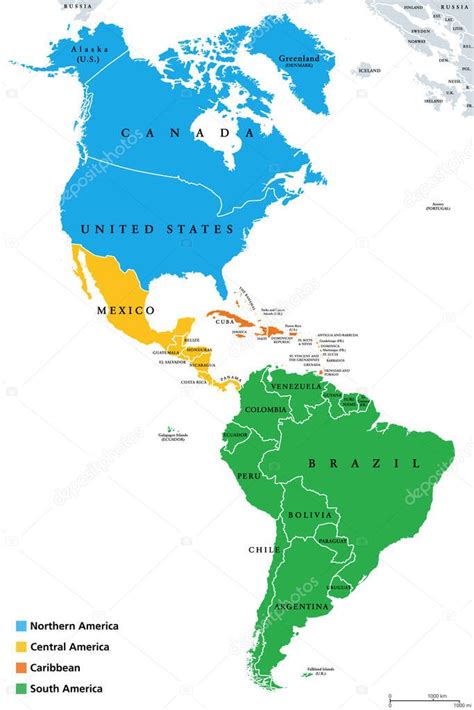 Las Américas Geoscheme Y Mapa Político La Subregión De América Del