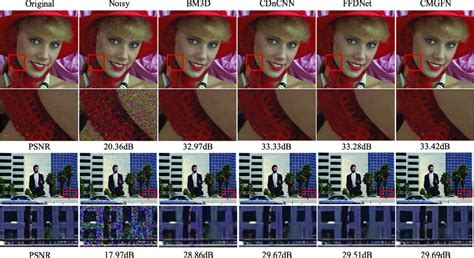 Color Image Denoising Results By Cbm3d Cdncnn Ffdnet And Cmgfn The