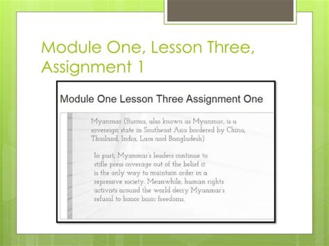 Module 1 Lesson 3 Assignment Pptx