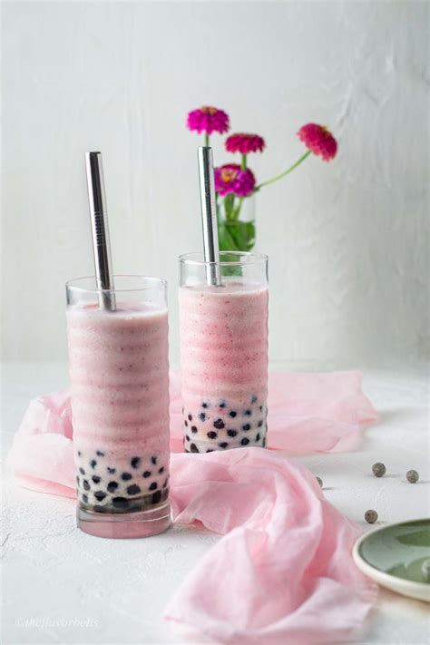 Boba Smoothie With Strawberry And Banana The Flavor Bells