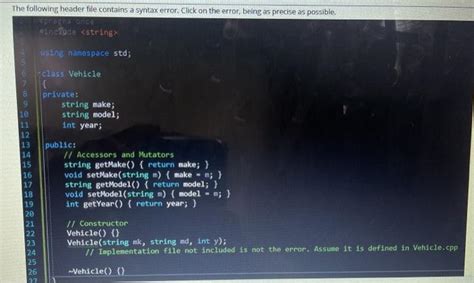 Solved The Following Header File Contains A Syntax Error