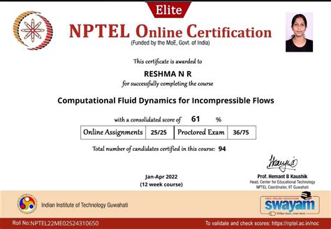 Reshma Nr On Linkedin I Have Completed My First Nptel Course On Computational Fluid Dynamics For