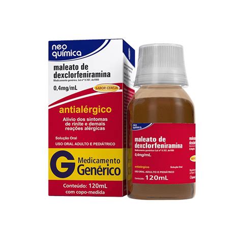 Maleato de Dexclorfeniramina Solução Oral mg ml Genérico Neo Química ml App Pharma