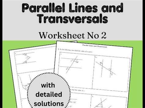 Parallel Lines And Transversals Worksheet No 2 Teaching Resources