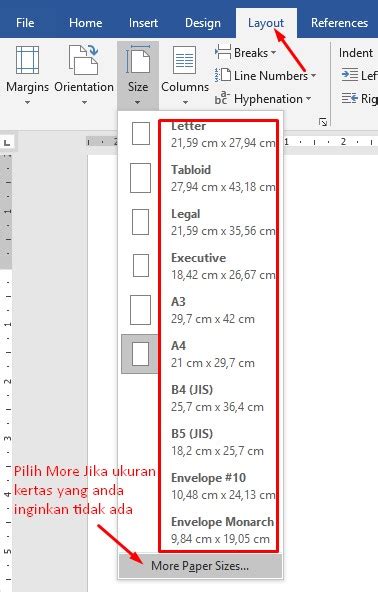 Cara Merubah Ukuran Kertas Di Word Menjadi A A A F Dan Lainnya