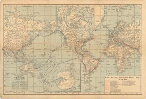 Old World Auctions Auction Lot Rand McNally Historical Flight Map