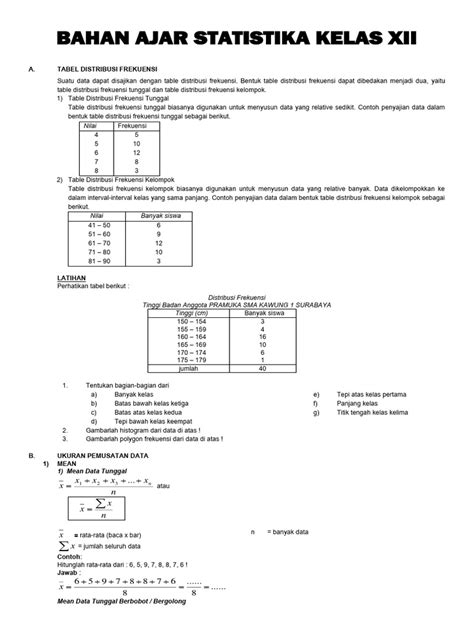 Bahan Ajar Statistika Kelas Xii Pdf