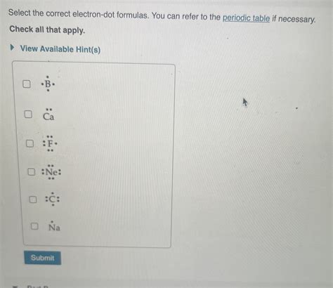 Solved Select The Correct Electron Dot Formulas You Can Chegg
